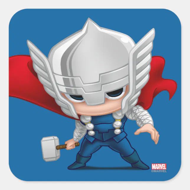 Thor Stylized Art Square Sticker | Zazzle