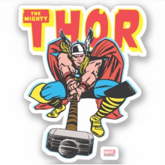 Thor Swinging Mjolnir Forward Sticker | Zazzle