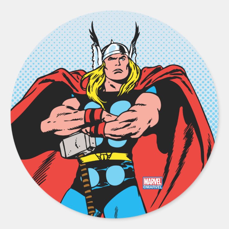 Thor With Arms Crossed Classic Round Sticker | Zazzle