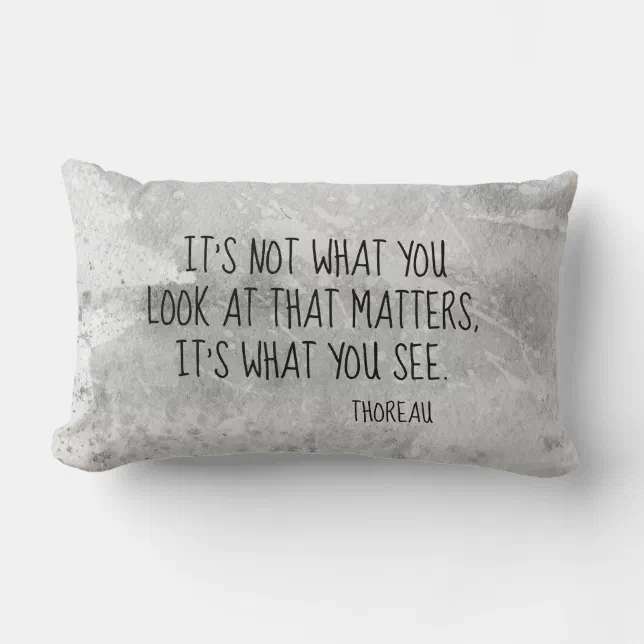 Thoreau literary quote gray paint splatter design lumbar pillow | Zazzle