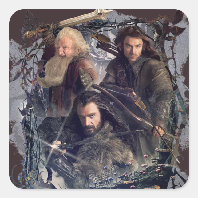 Thorin, Kili, and Balin Graphic Square Sticker | Zazzle