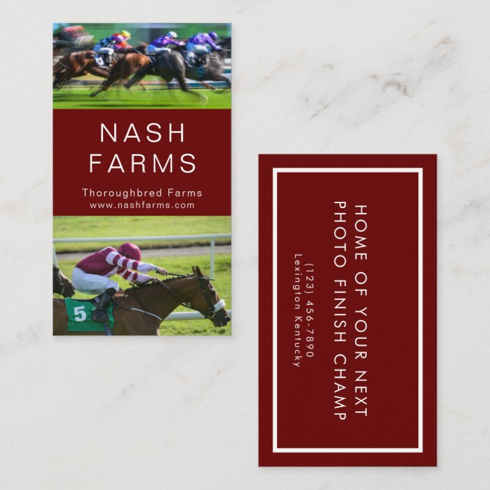 Thoroughbred Horse Trainer Racing Business Cards | Zazzle.com