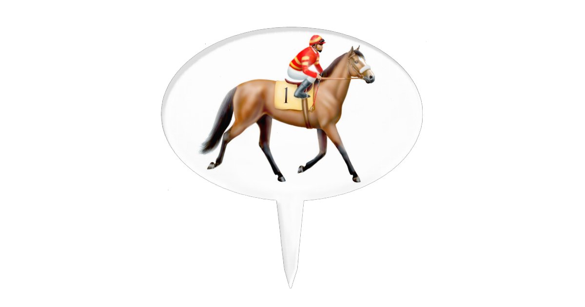 Thoroughbred Racehorse Trotting To the Post Cake Topper | Zazzle