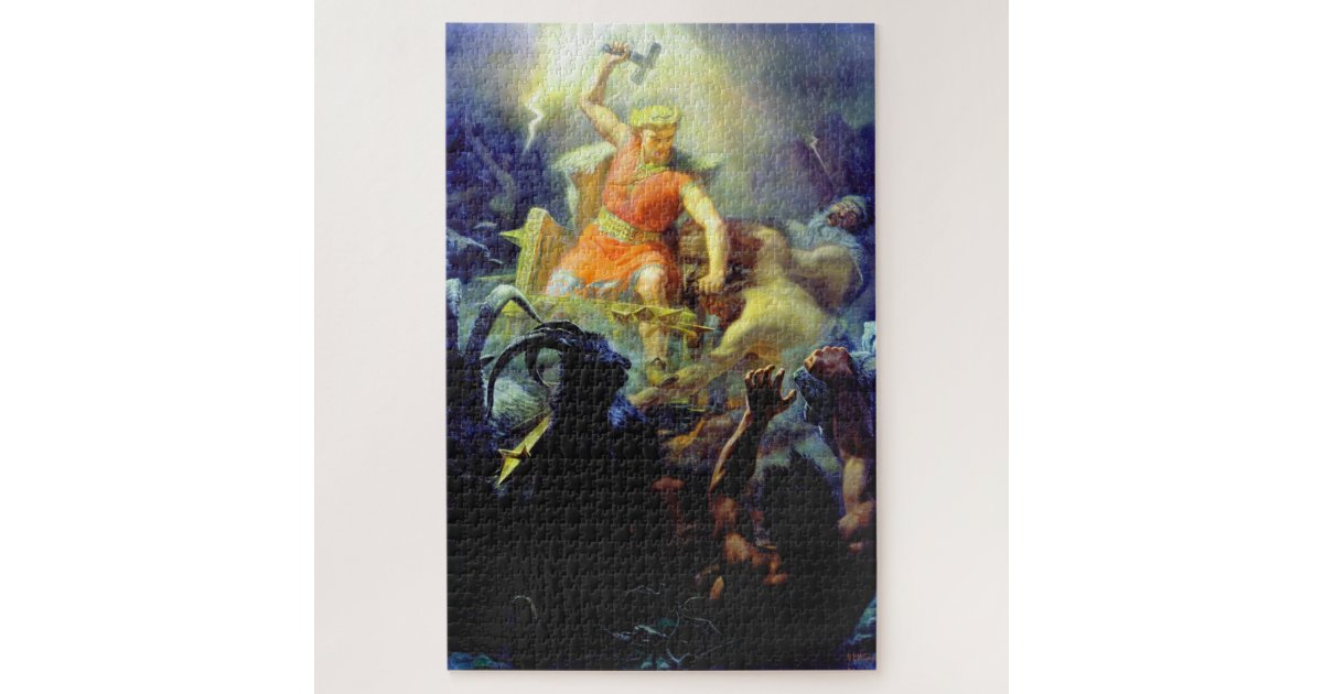 Thor's Fight with the Giants Mårten Winge Jigsaw Puzzle | Zazzle