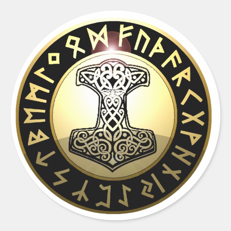 Thor's Hammer Classic Round Sticker | Zazzle
