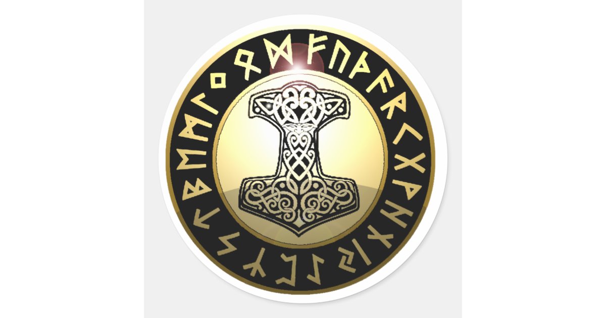 Thor's Hammer Classic Round Sticker | Zazzle