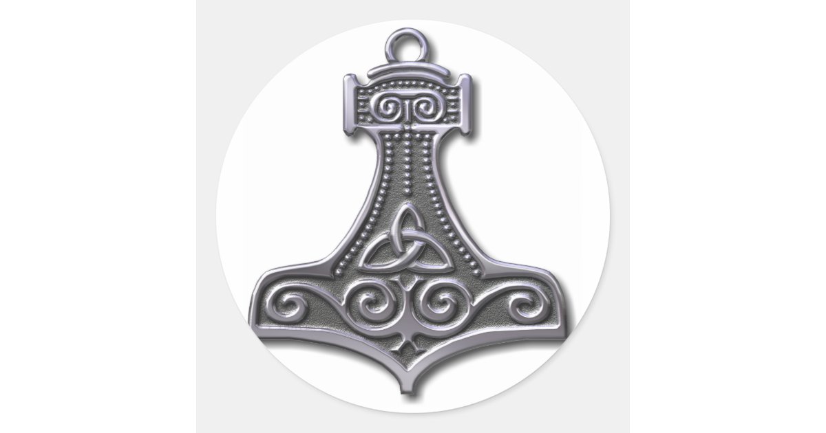 Thor's Hammer-silver Classic Round Sticker | Zazzle