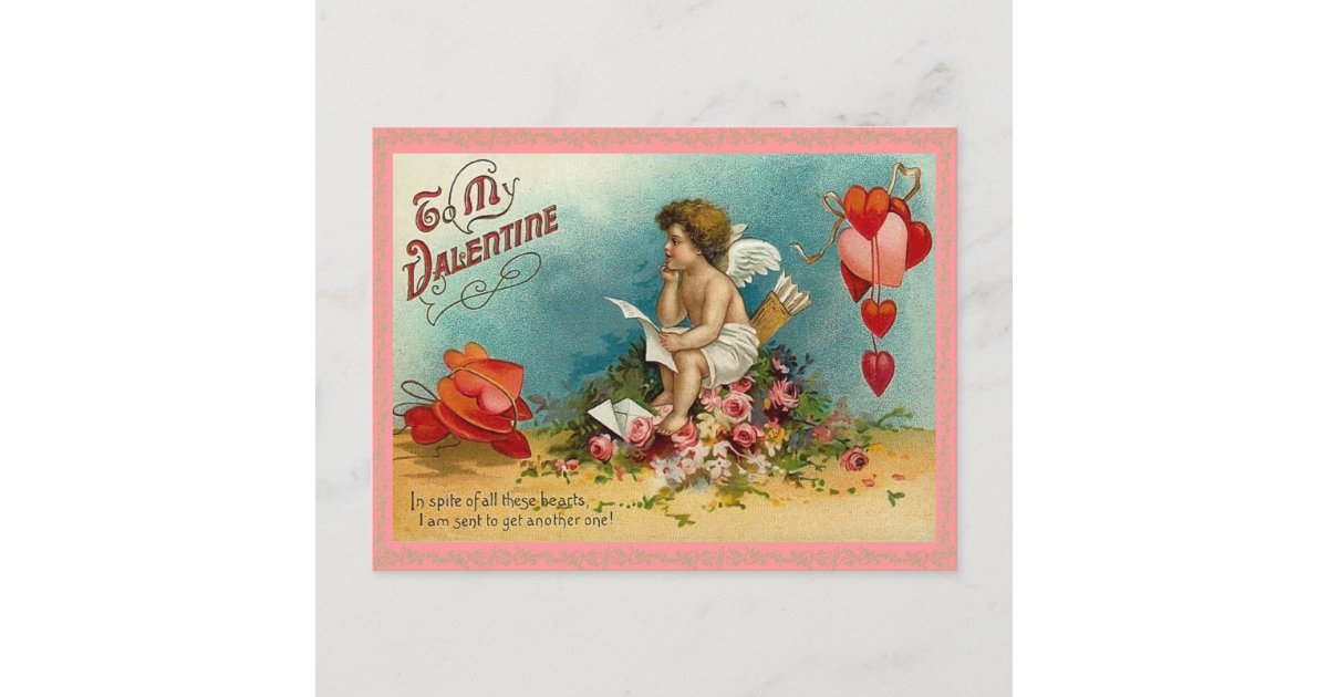 Thoughtful Cupid Valentine Postcard | Zazzle