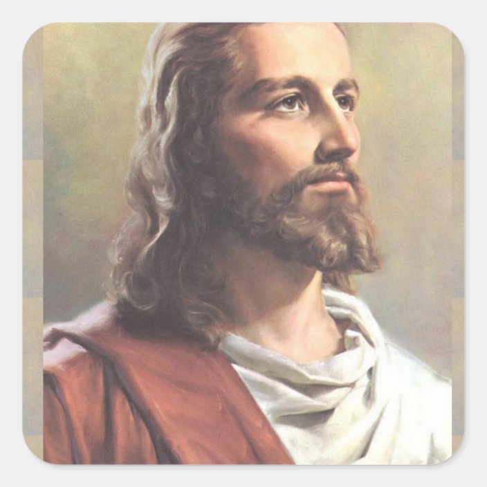 Thoughtful Jesus Christ Stationary Envelope Square Sticker | Zazzle.com