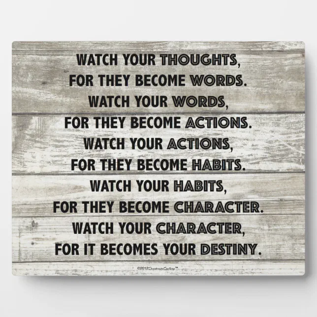 Thoughts Destiny Motivational Plaque | Zazzle