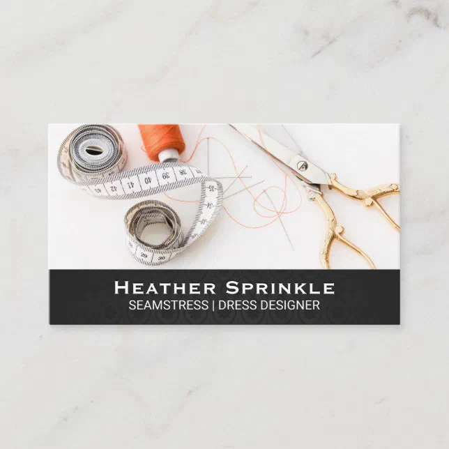 Thread Reels | Seamstress | Fancy Pattern Trim Business Card | Zazzle