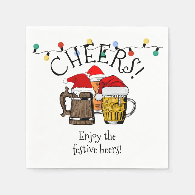 THREE BEERS CHEERS Christmas Square Paper Napkins | Zazzle