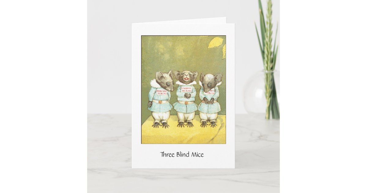 Three Blind Mice Greeting Card Zazzle Three Blind Mice Greeting Card Zazzle