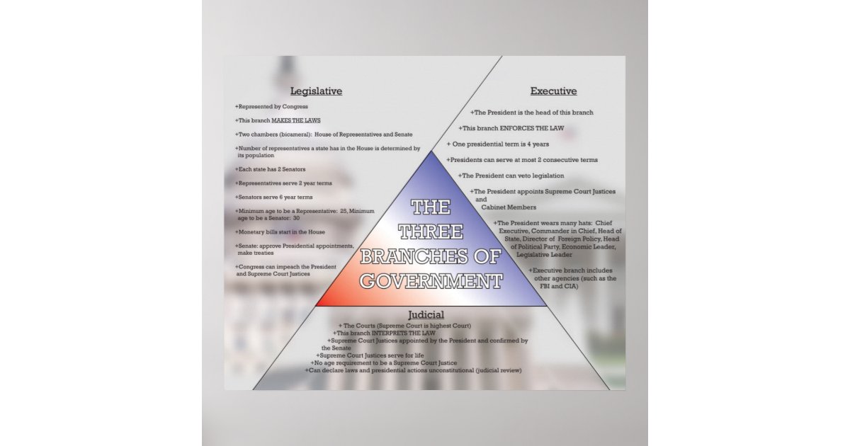 Three Branches of Government *UPDATED* Poster | Zazzle