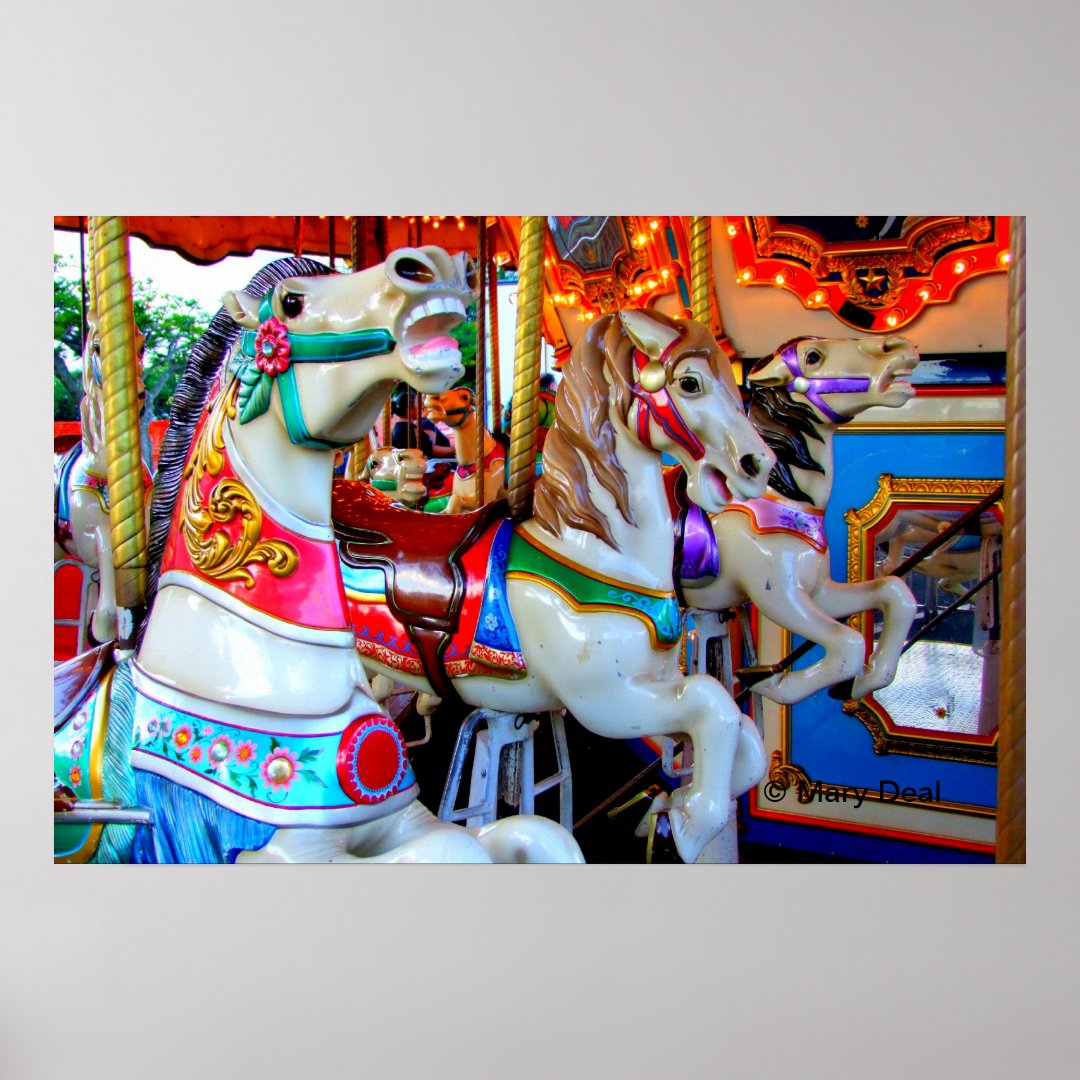 Three Carousel Ponies Poster | Zazzle