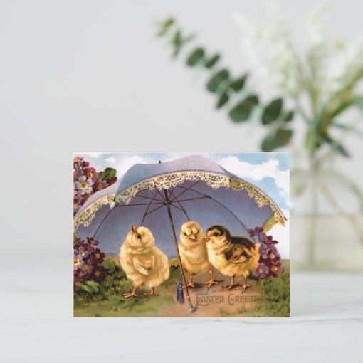 Three Charming Easter Chicks Holiday Postcard | Zazzle