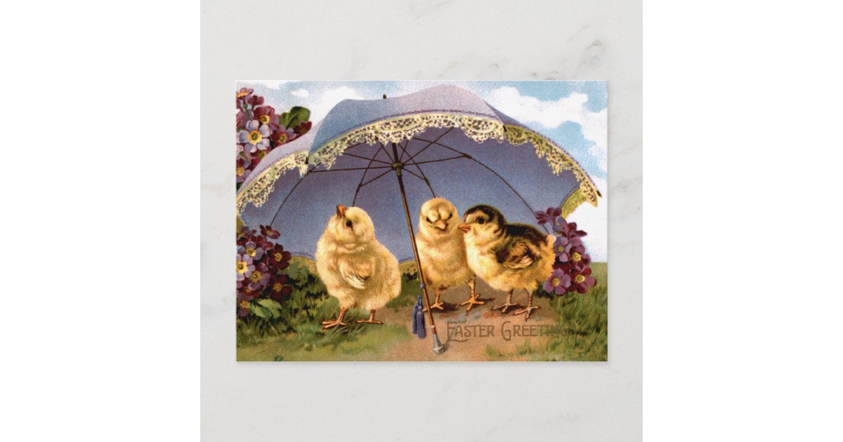 Three Charming Easter Chicks Holiday Postcard | Zazzle
