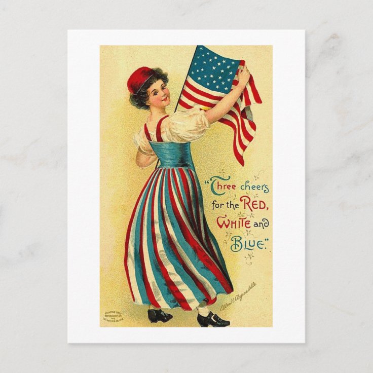Three Cheers for the Red White and Blue Postcard | Zazzle
