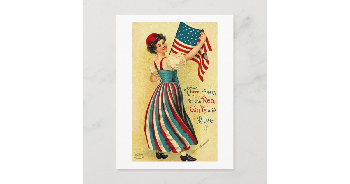 Three Cheers for the Red White and Blue Postcard | Zazzle