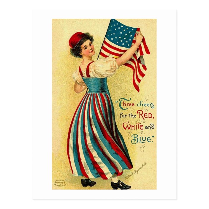 Three Cheers for the Red White and Blue Postcard | Zazzle.com
