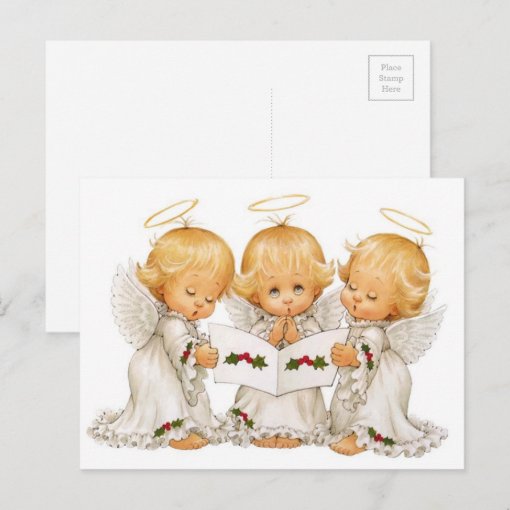 Three Christmas Angels Holiday Postcard | Zazzle