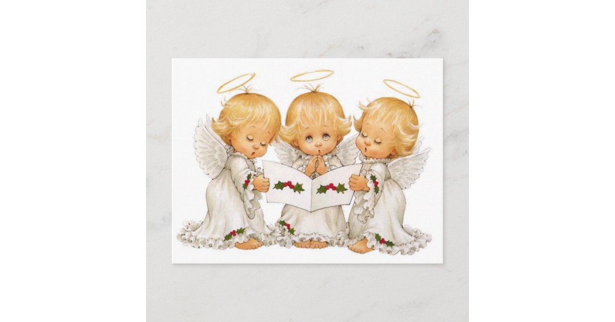 Three Christmas Angels Holiday Postcard | Zazzle