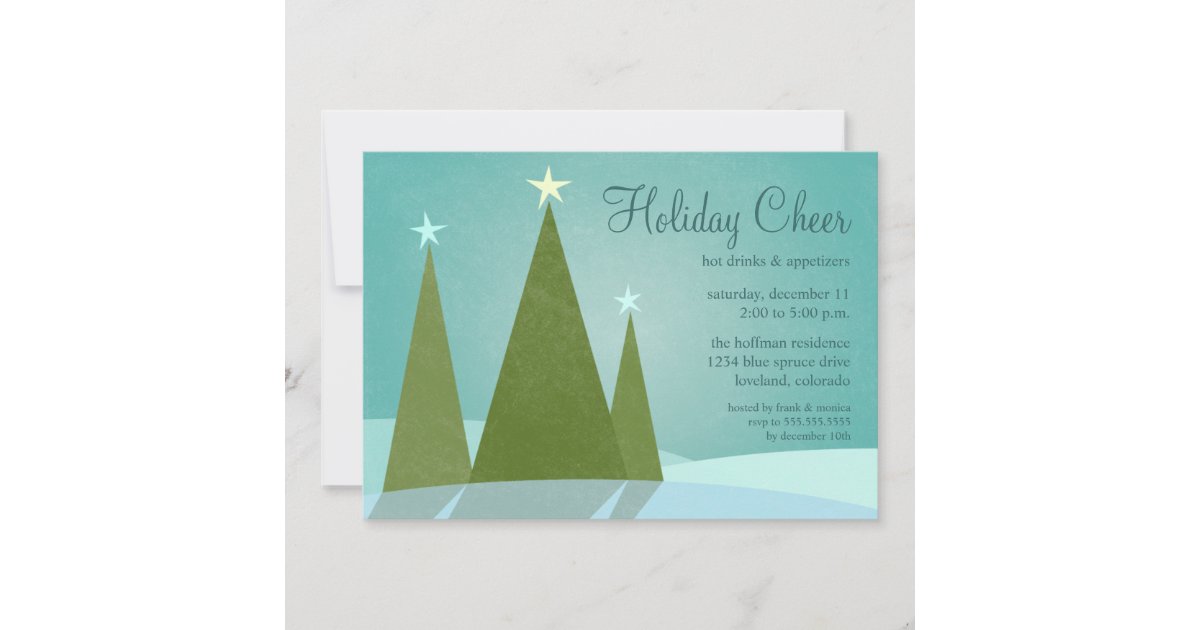 Three Christmas Trees Holiday Cheer Invitations | Zazzle