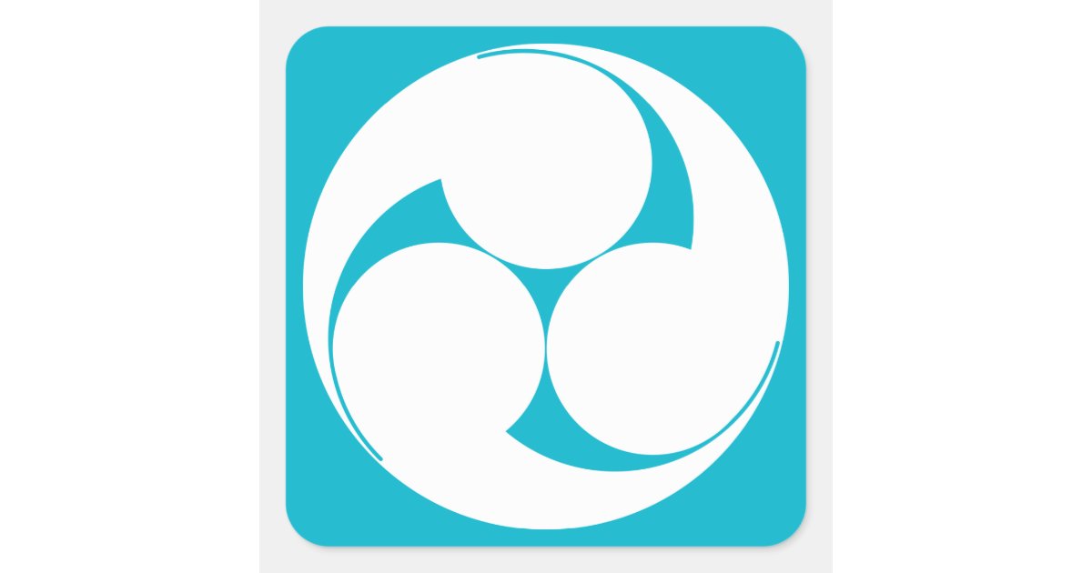 Three clockwise swirls (Sugaki) Square Sticker | Zazzle