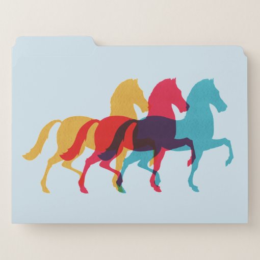 Three Colorful Prancing Horses File Folders Set | Zazzle