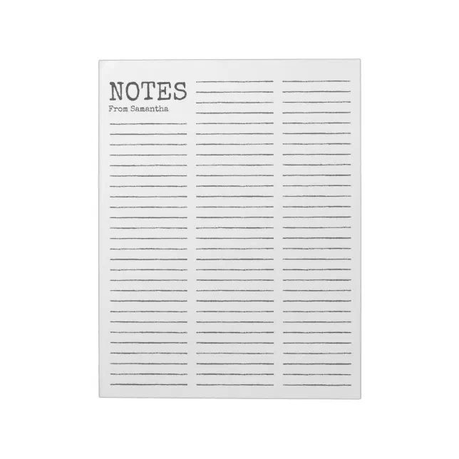 Three-Column Rough Pencil Lined Notepad | Zazzle