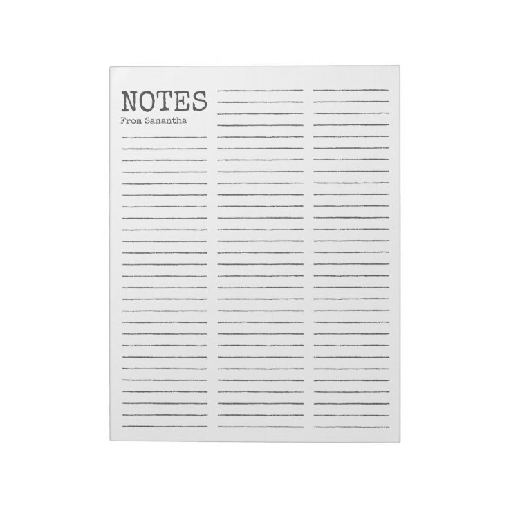 Three-Column Rough Pencil Lined Notepad | Zazzle