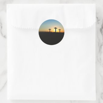 Three crosses classic round sticker | Zazzle