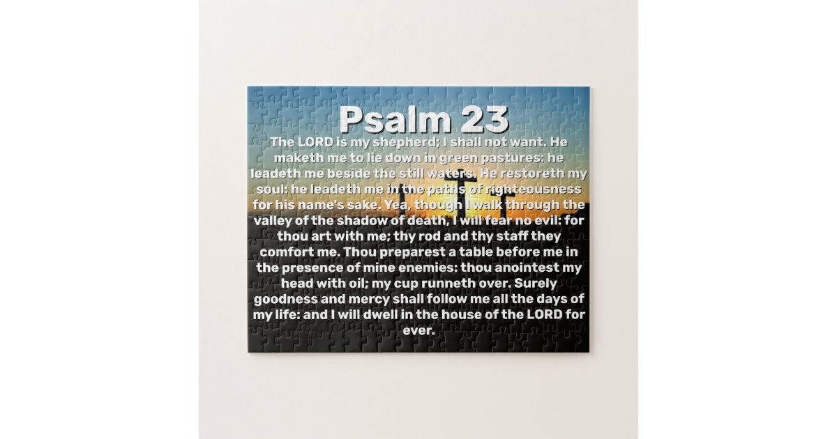 Three Crosses Psalm 23 Sunset Bible Verse Jigsaw Puzzle | Zazzle