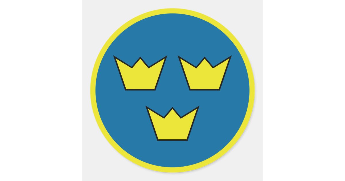Three Crowns Swedish Emblem Classic Round Sticker | Zazzle.com