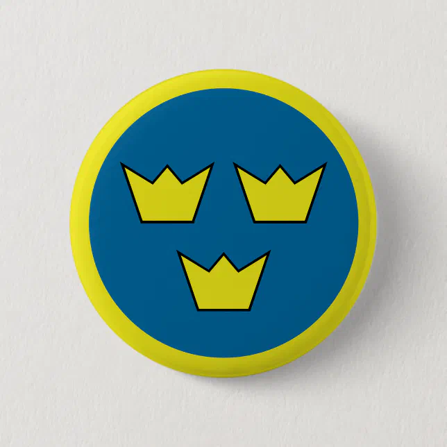 Three Crowns Swedish Insignia Pinback Button | Zazzle