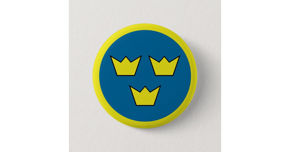 Three Crowns Swedish Insignia Pinback Button | Zazzle