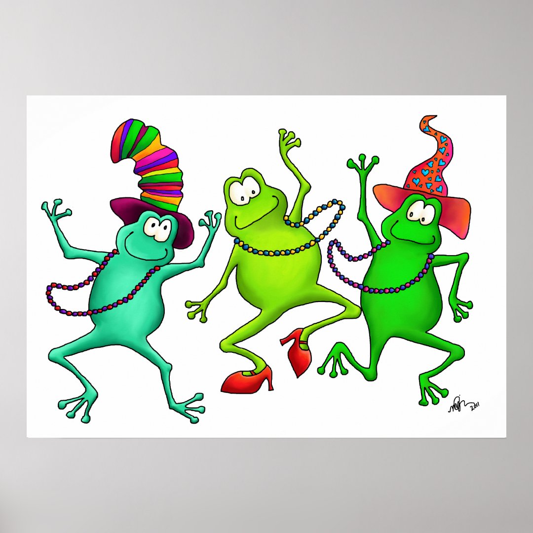 Three Dancing Frogs Art Print Poster | Zazzle
