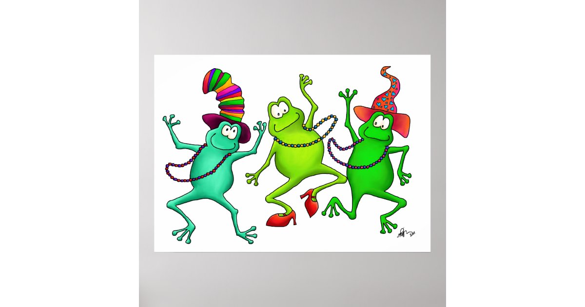 Three Dancing Frogs Art Print Poster | Zazzle