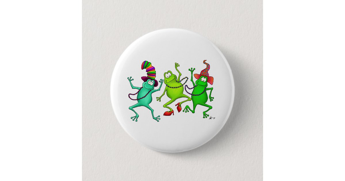 Three Dancing Frogs Button | Zazzle