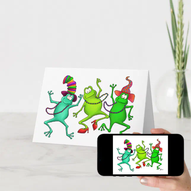 Three Dancing Frogs Card | Zazzle