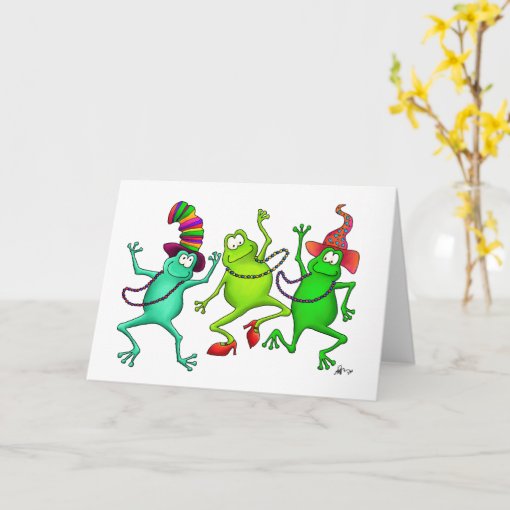 Three Dancing Frogs Card | Zazzle