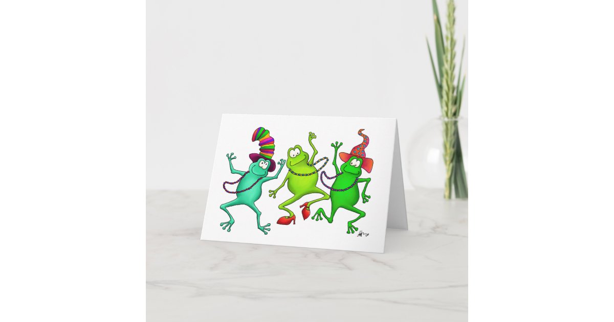 Three Dancing Frogs Card | Zazzle