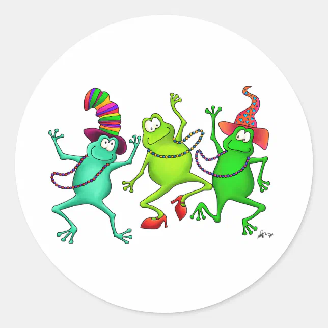 Three Dancing Frogs Classic Round Sticker | Zazzle