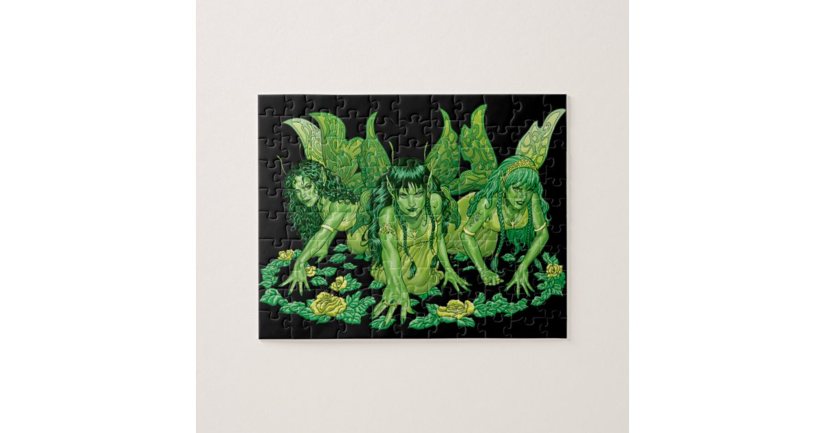 Three Earth Fairies Fantasy Art by Al Rio Jigsaw Puzzle | Zazzle