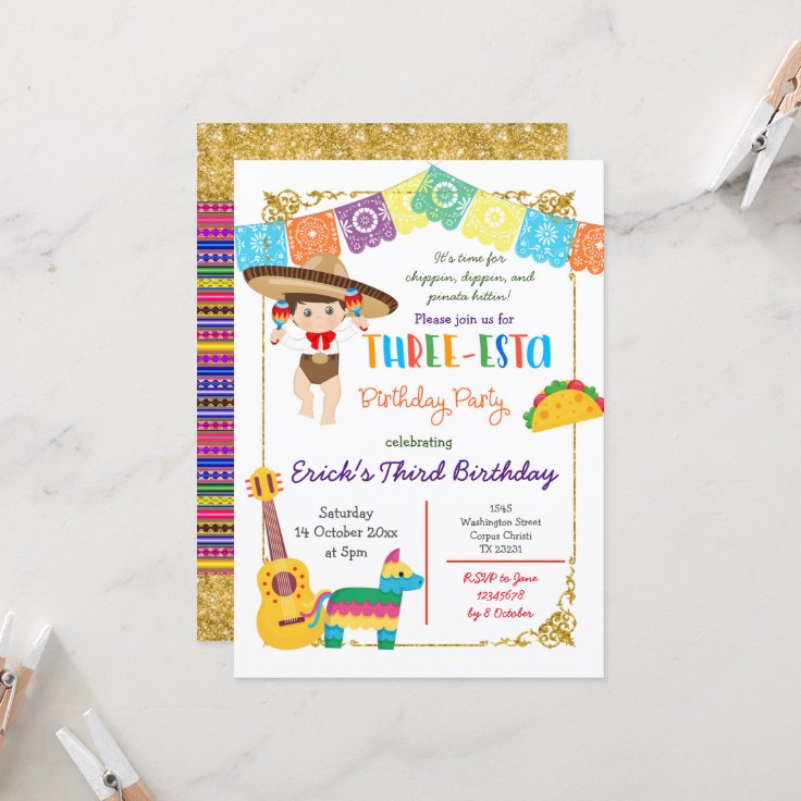 Three-esta Charro Boy Mexican Birthday Invitation | Zazzle