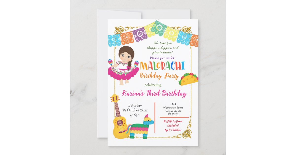 Three-esta Girl Mexican Birthday Invitation | Zazzle