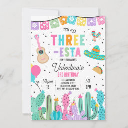 Three-Esta Mexican Fiesta 3rd Birthday Party Invitation | Zazzle