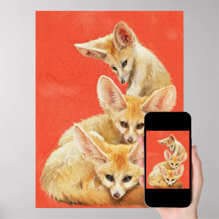 Three Fennec Fox Kits Poster | Zazzle