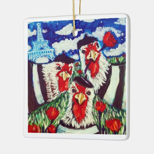 Three French Hens Ceramic Ornament | Zazzle