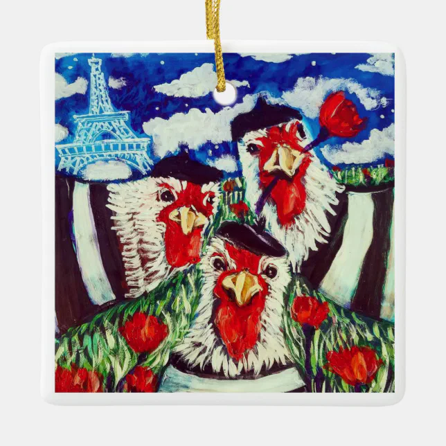 Three French Hens Ceramic Ornament | Zazzle